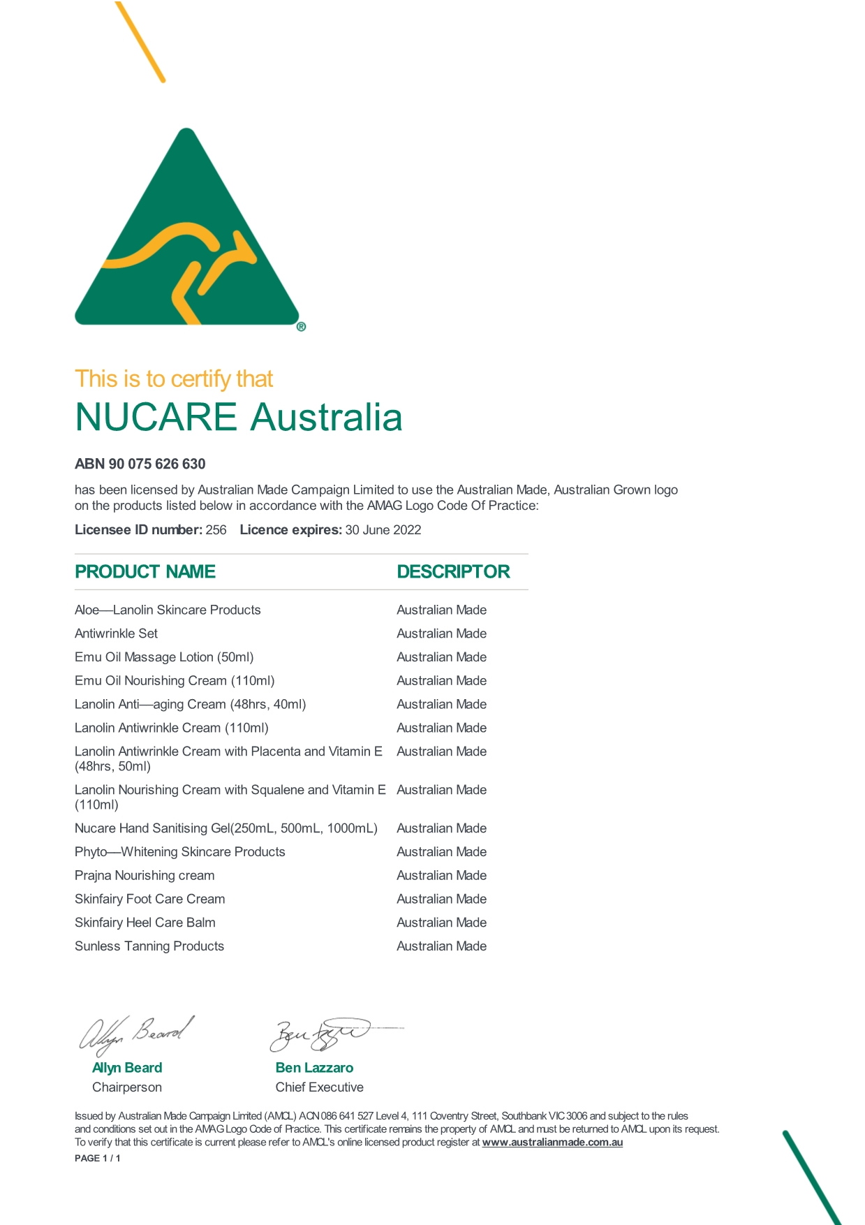 COMPANY - NUCARE AUSTRALIA PTY LTD